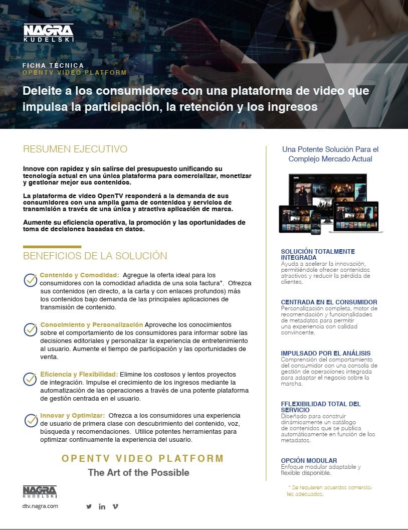 NAGRA - OpenTV Fact Sheet Spanish